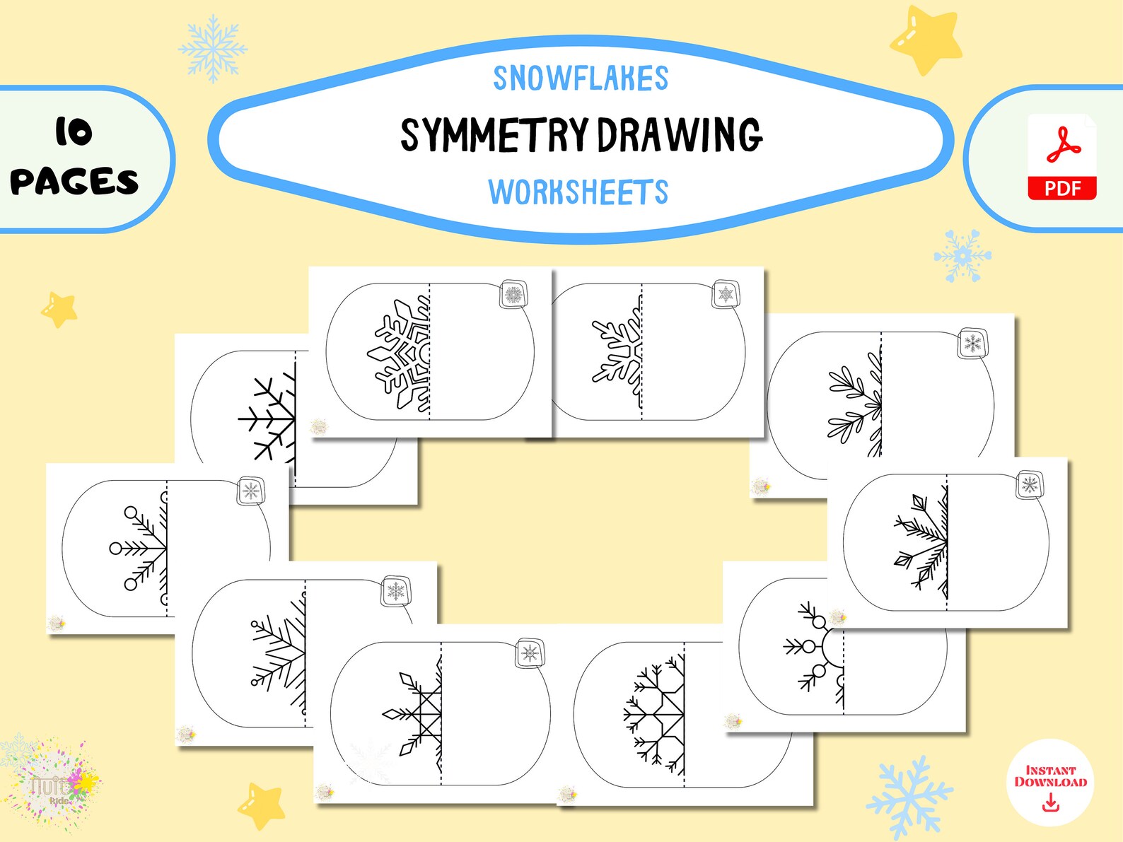 Symmetry Drawing Activity, Winter Symmetry Drawing, Draw and Color ...