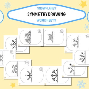 Symmetry Drawing Activity, Winter Symmetry Drawing, Draw and Color ...