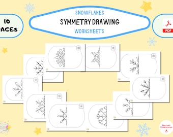 Symmetry Drawing & Coloring Activity, Winter Symmetry Drawing, Draw and ...