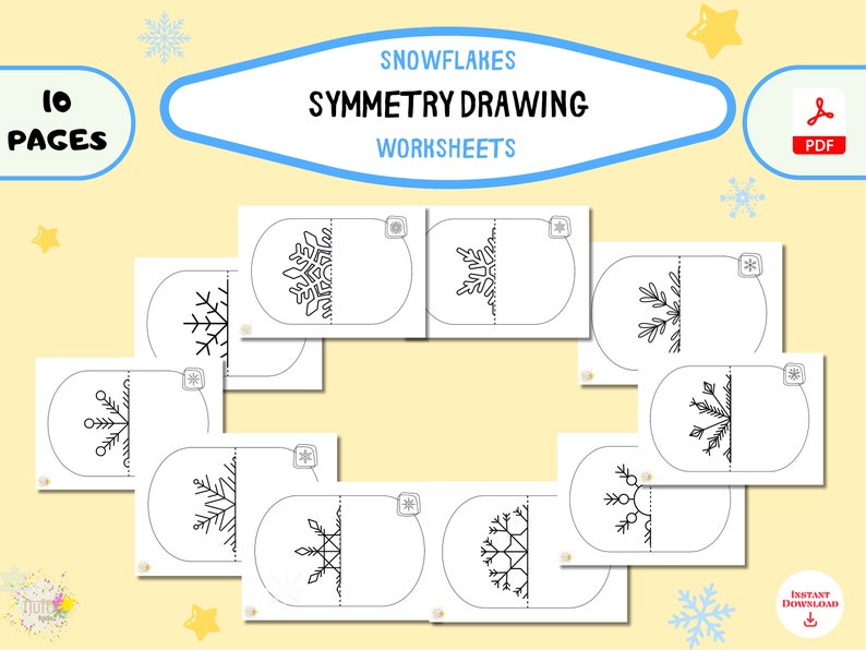 Symmetry Drawing Activity, Winter Symmetry Drawing, Draw and Color ...