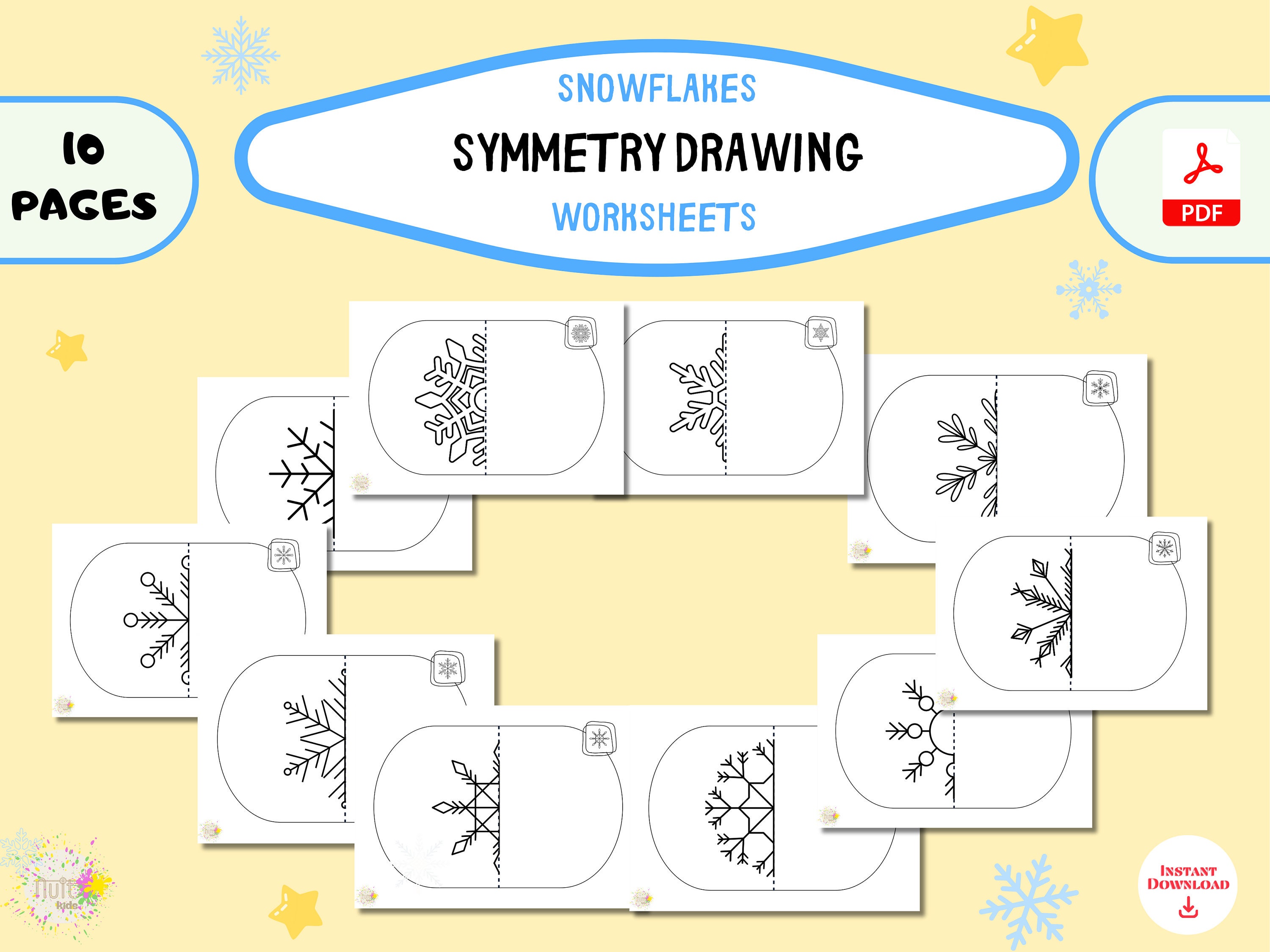 Symmetry Drawing Activity, Winter Symmetry Drawing, Draw and Color ...