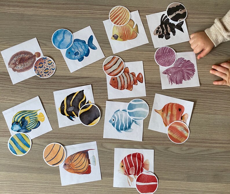 Pattern Matching Activity, Fish Matching Cards, Fine Motor, Montessori ...