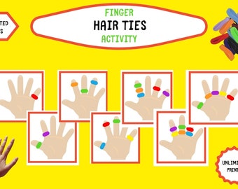 Finger Activity With Hair Ties, Fine Motor Skills, Homeschool Worksheet ...