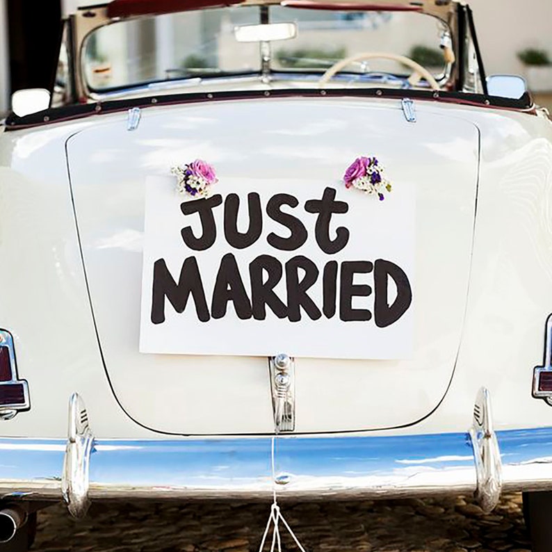 Just Married Car Banner, Wedding Backdrop, Rustic Wedding Decor ...