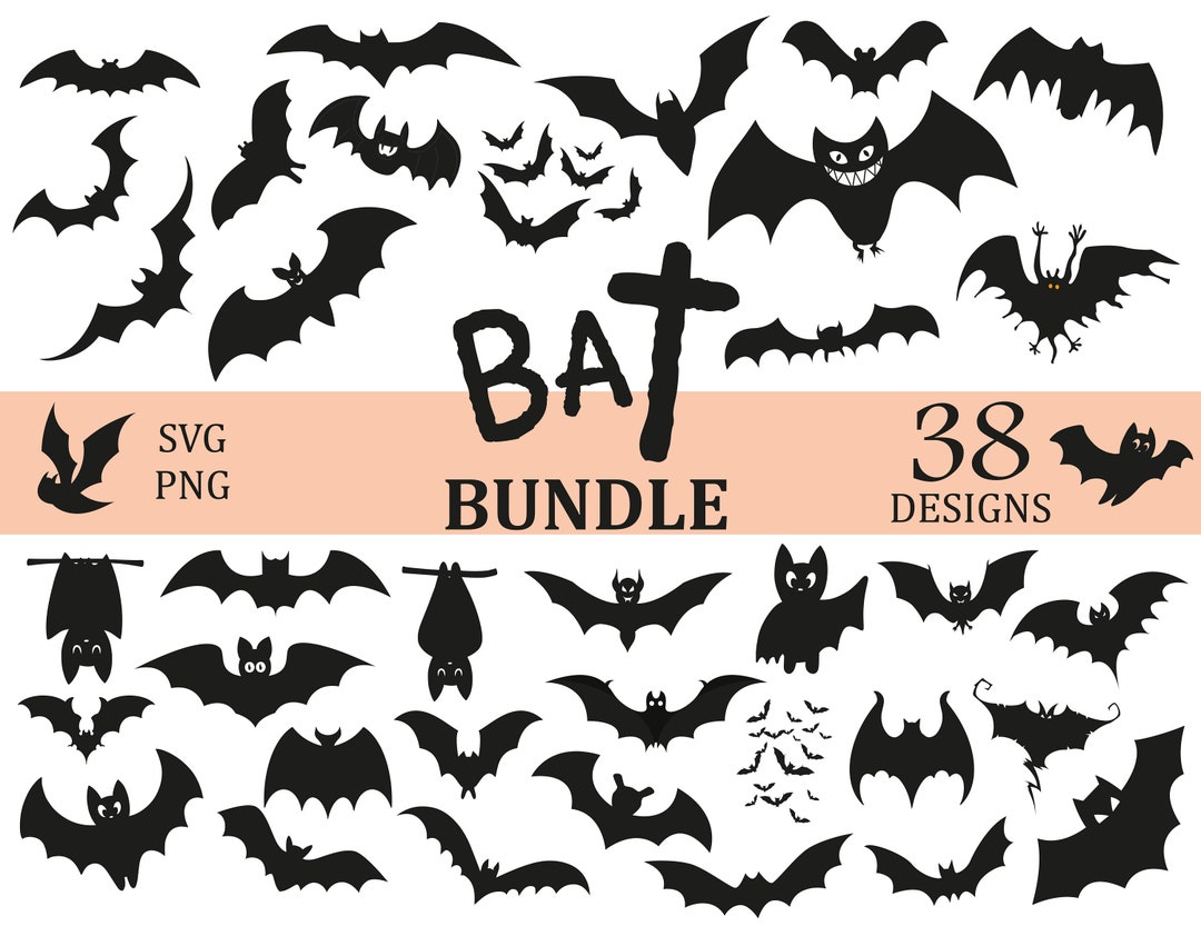 Ready to Print Bats 38 SVG Bundle, Halloween Bat SVG, Bat, Night Bat ...