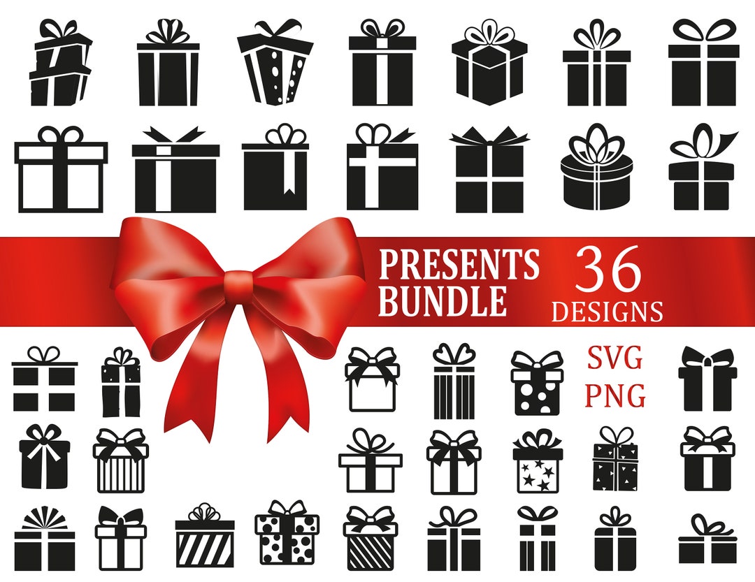 Present Box Clipart SVG Bundle, Present SVG, Gift Svg, Gift Box Svg ...