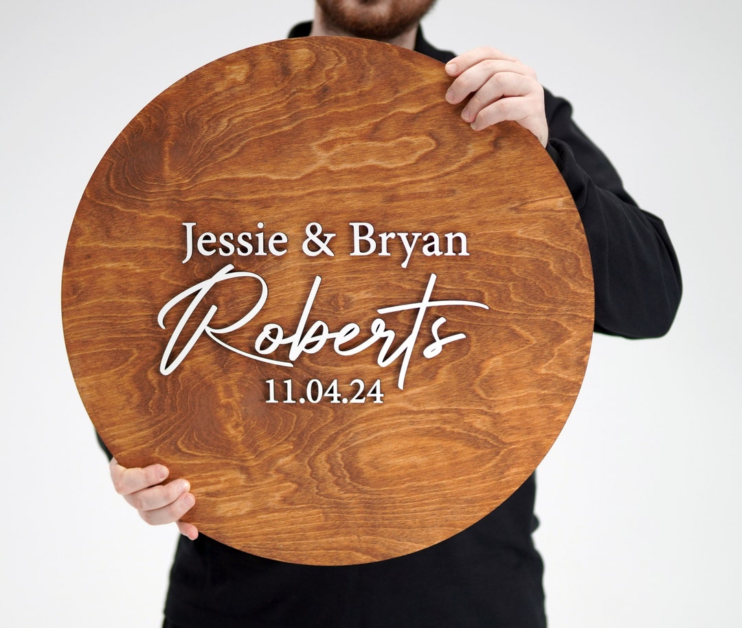 3D Wooden Guest Book Round Name Sign, Custom Guest Book, Round Guest ...