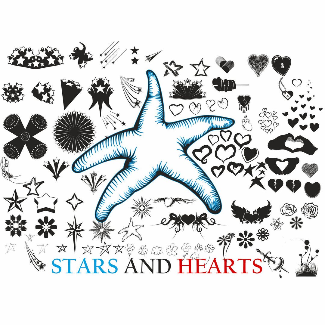 Hearts and Stars SVG Bundle, Heart SVG Doodle , Stars Svg Bundle, Stars ...