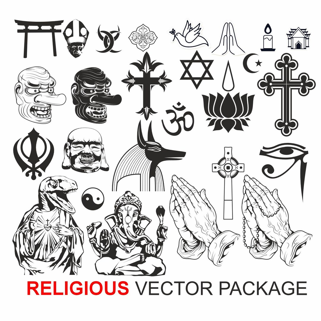 Religious Symbols SVG Bundle ,buddha Cricut ,buddhism, Christian Cross ...