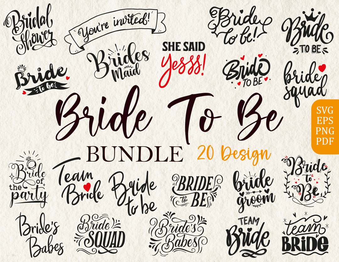 Bride to Be SVG Designs Bundle, Bridal Party Cut Files (digital ...