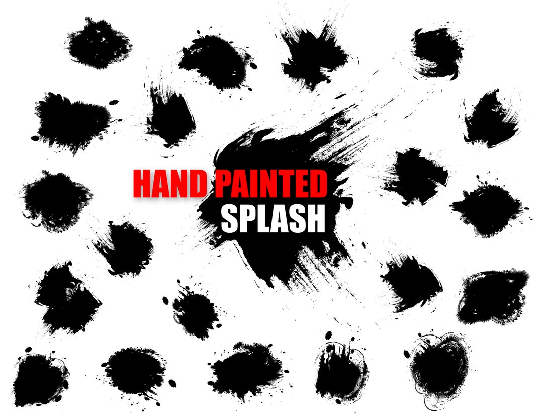 Black Ink Splashes Splotches Clipart, Hand Painted Blobs Drip Design ...