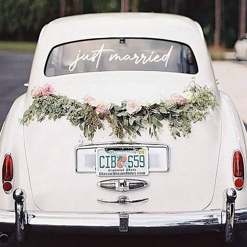 Just Married Car Banner, Wedding Backdrop, Rustic Wedding Decor ...