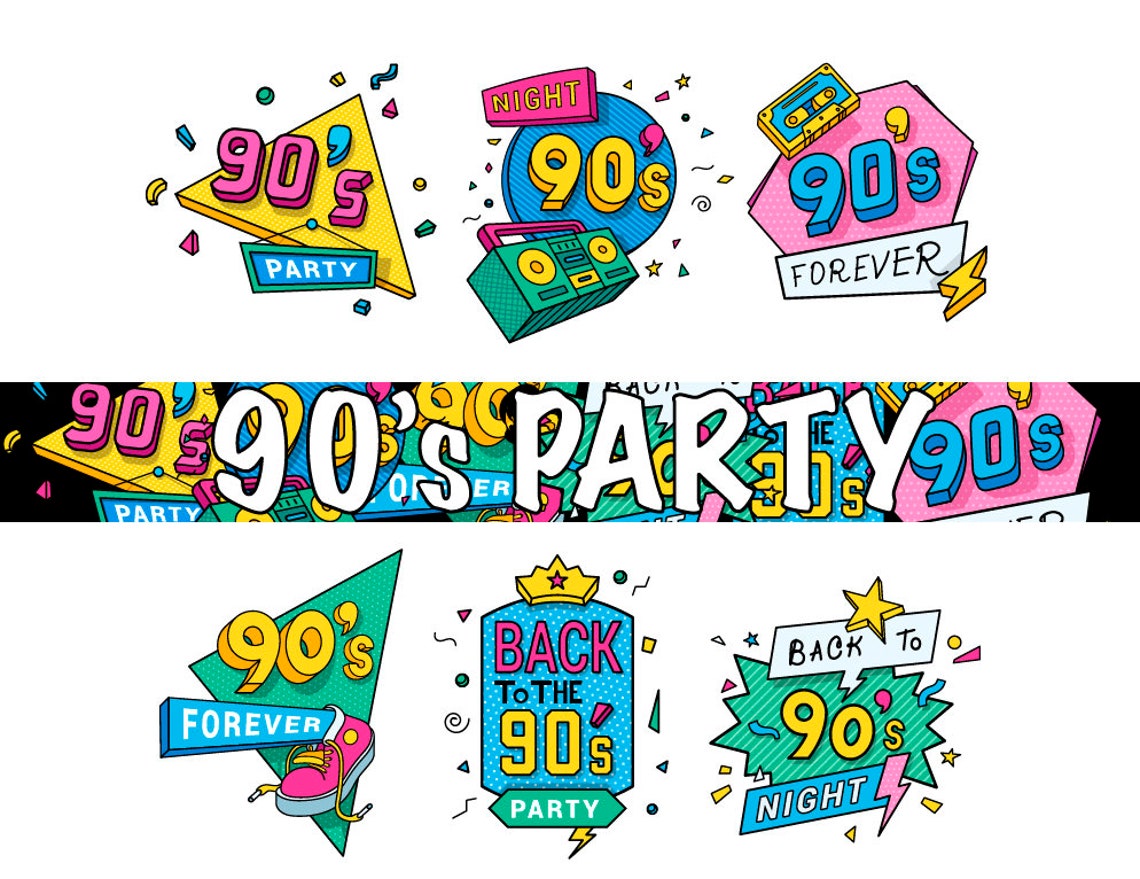90s Party Design Svg, PNG ,1990 Design, Retro 70's 80' 90's Svg, 90's ...