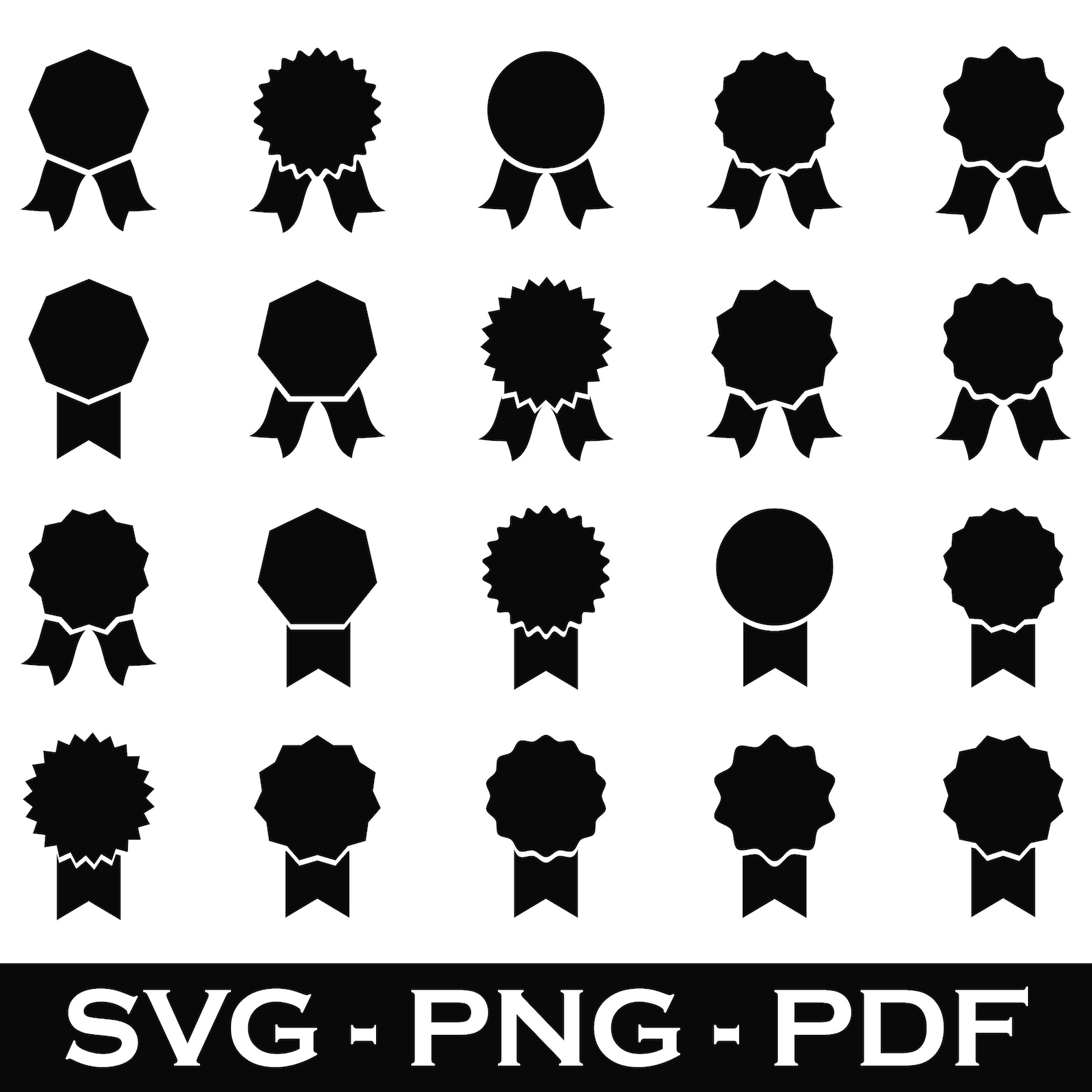 Medal With Ribbon, Quality Labels, Award Badge Icon Set, Winning Award ...