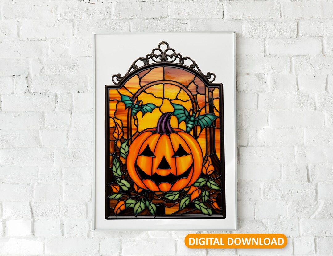 Halloween Stained Glass Design, Gothic Halloween Design Card Making ...