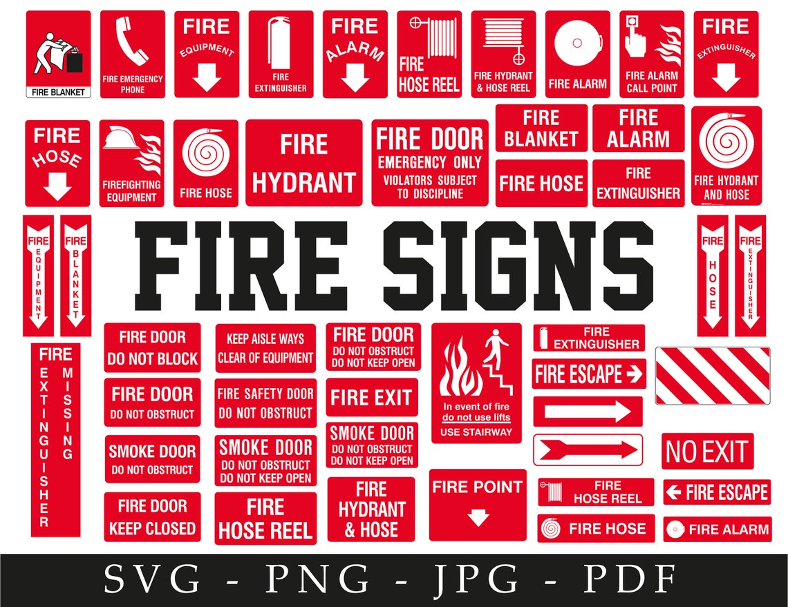 Fire Safety Signs 49 SVG Pack - Safety Designs | Digital Download ...
