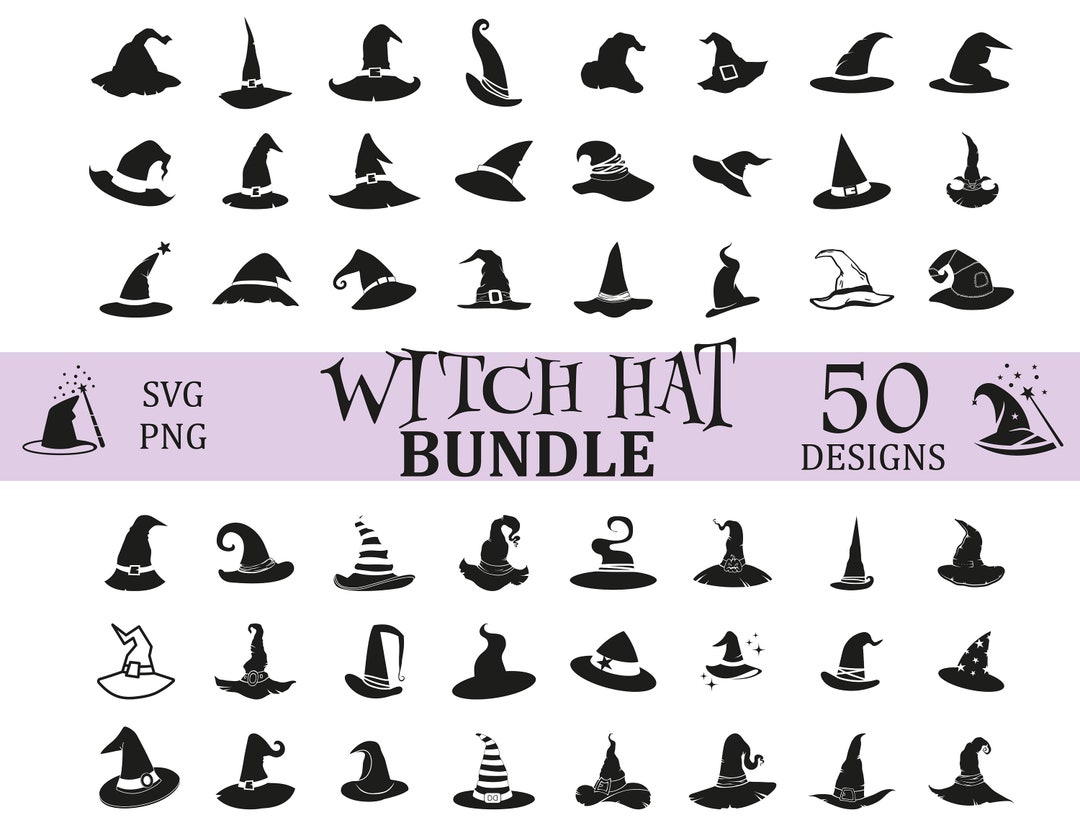 Witches Hat Halloween SVG Bundle, Hat SVG, Witchcraft Svg, Witch SVG ...