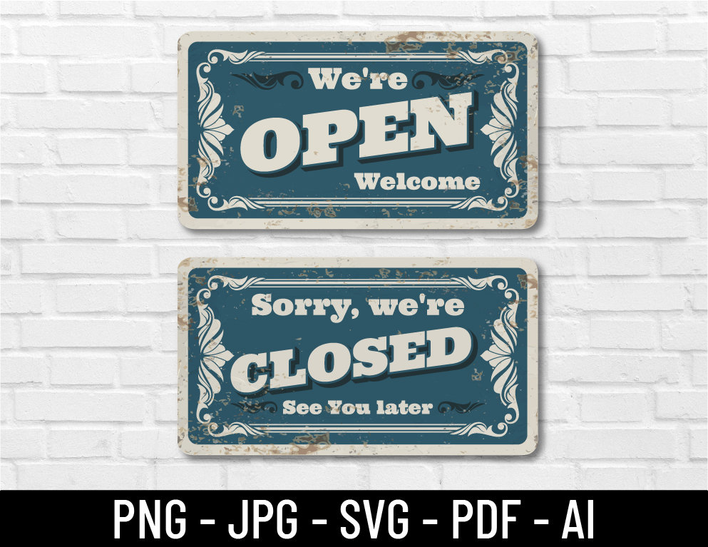 Vintage Open Closed Sign Business Sign Storefront Sign Shop Open Sign ...