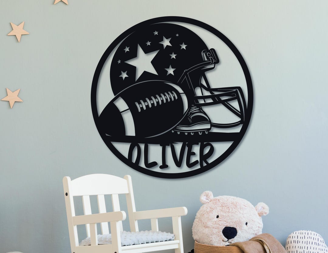 Football Name Sign Svg, Kid Room Decor, Personalized Wood Sign ...