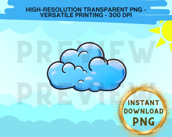 Fluffy Blue Cloud PNG High Resolution Transparent PNG - Etsy