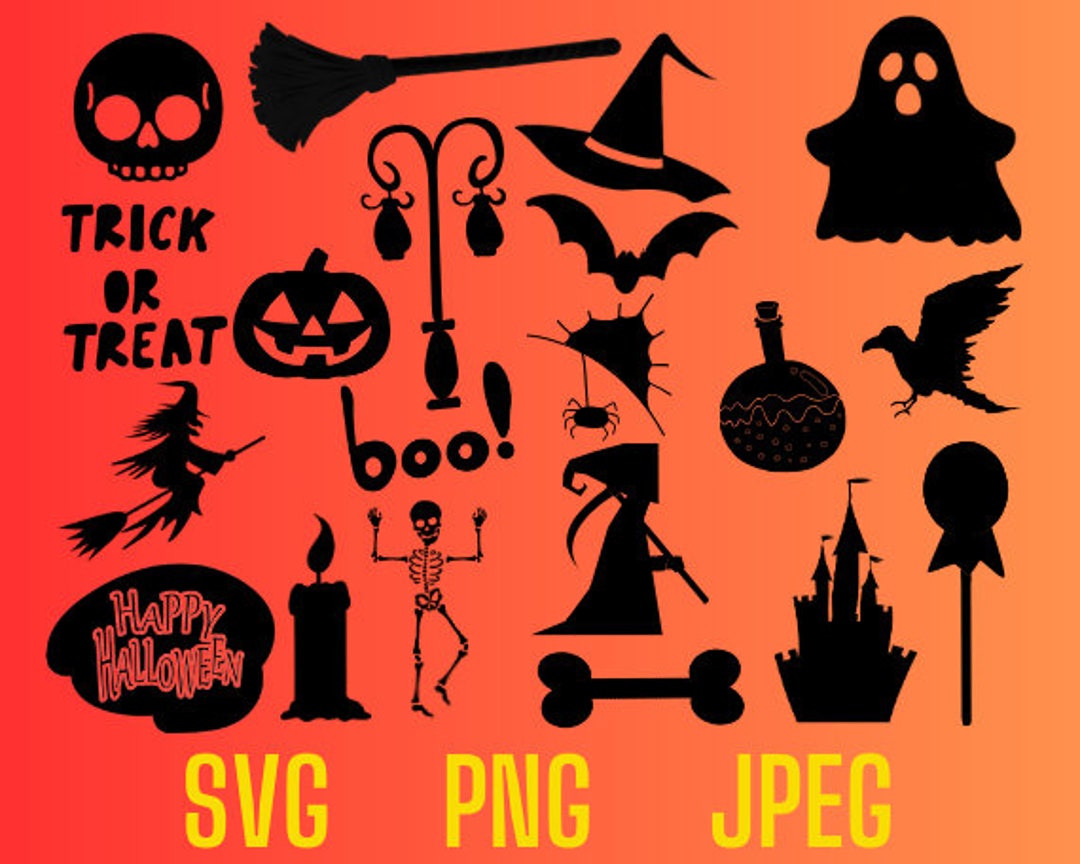 Eerie Halloween Silhouette Set of 20 SVG, JPG, PNG, Halloween Svg ...