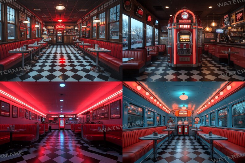 Retro Diner Booth | 30 High-resolution PNG Backdrops for Digital Art ...