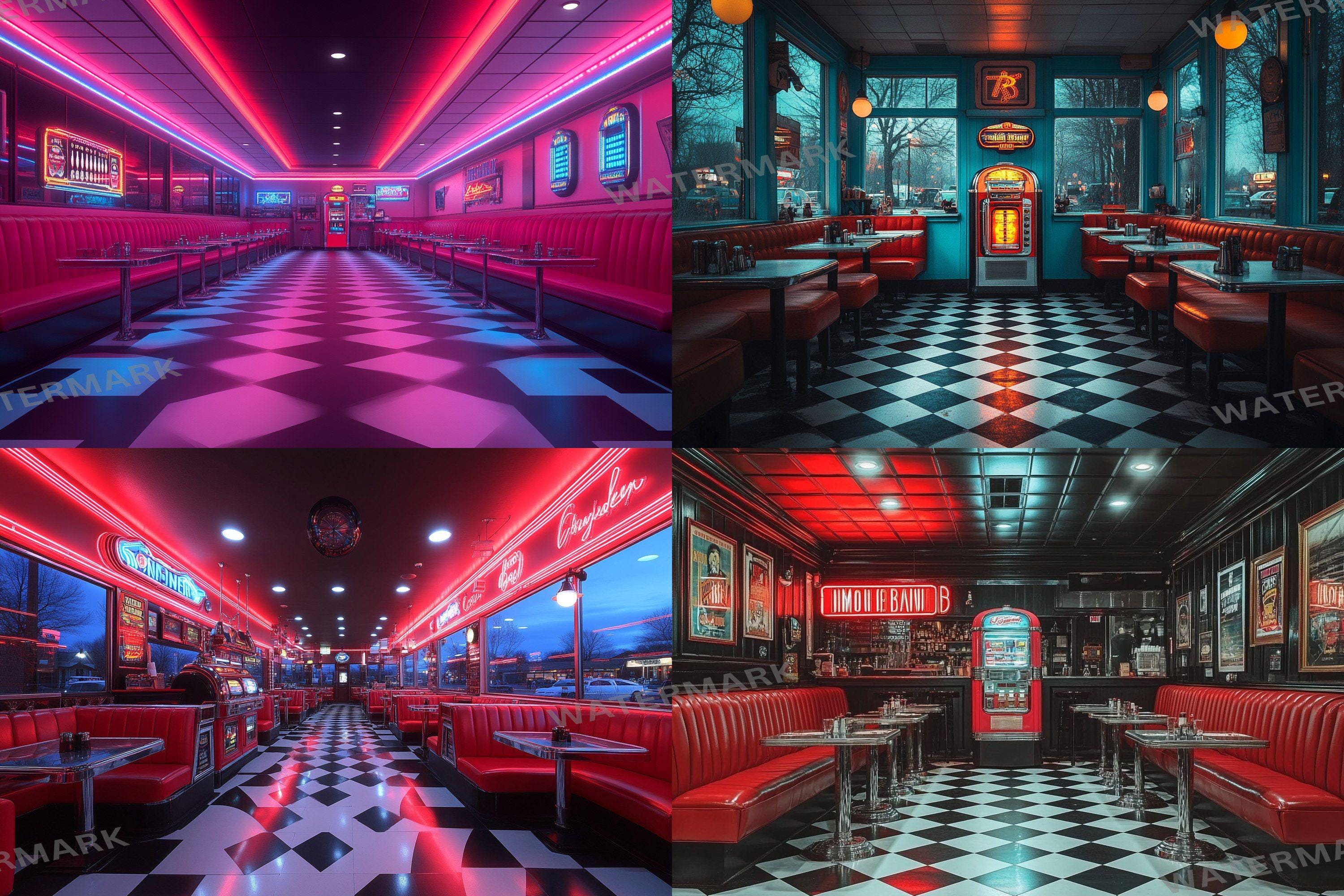 Retro Diner Booth | 30 High-resolution PNG Backdrops for Digital Art ...