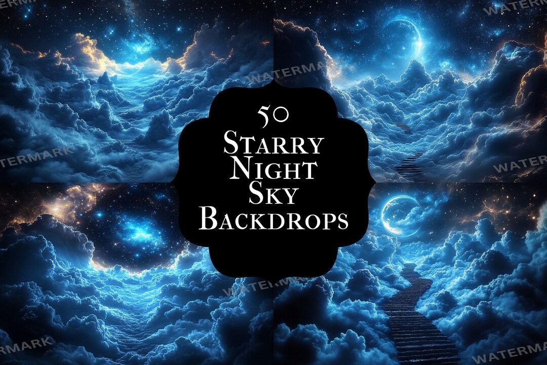 STARRY NIGHT SKY High-resolution Digital Backdrops - 50 Creative Pngs ...