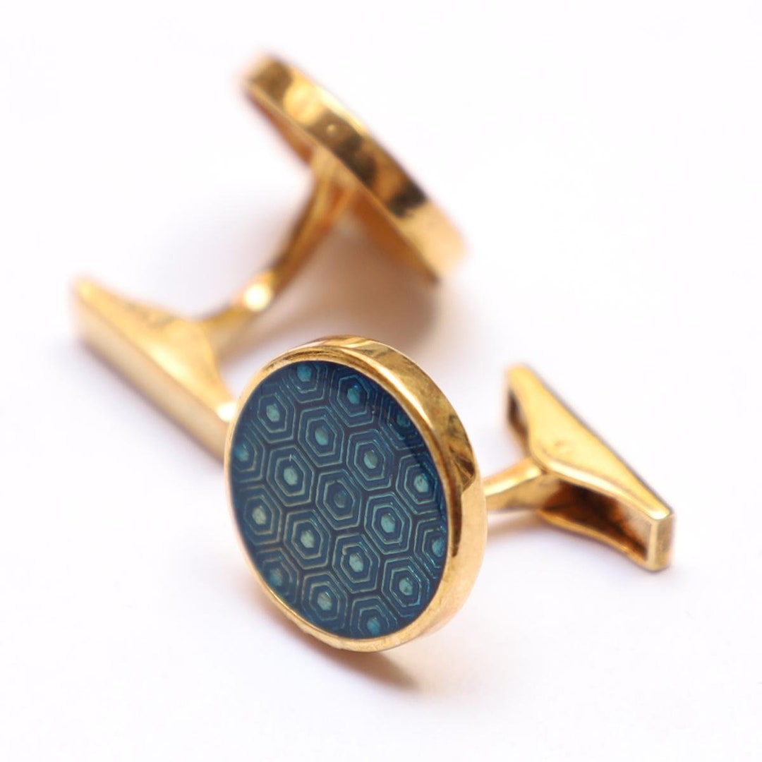 Luxury Blue Enamel Hexagon Round Sterling Silver Cufflinks | Men's ...