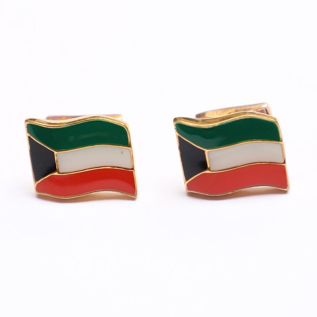 Handmade Sterling Silver Kuwait Flag Cufflinks: Enamel Jewelry - Etsy