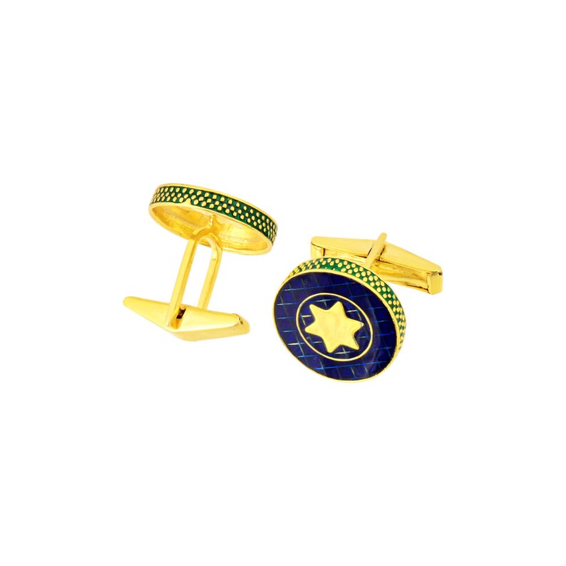 Blue Enamel and Gold-plated Colors and Luxury Finish Cufflinks ...