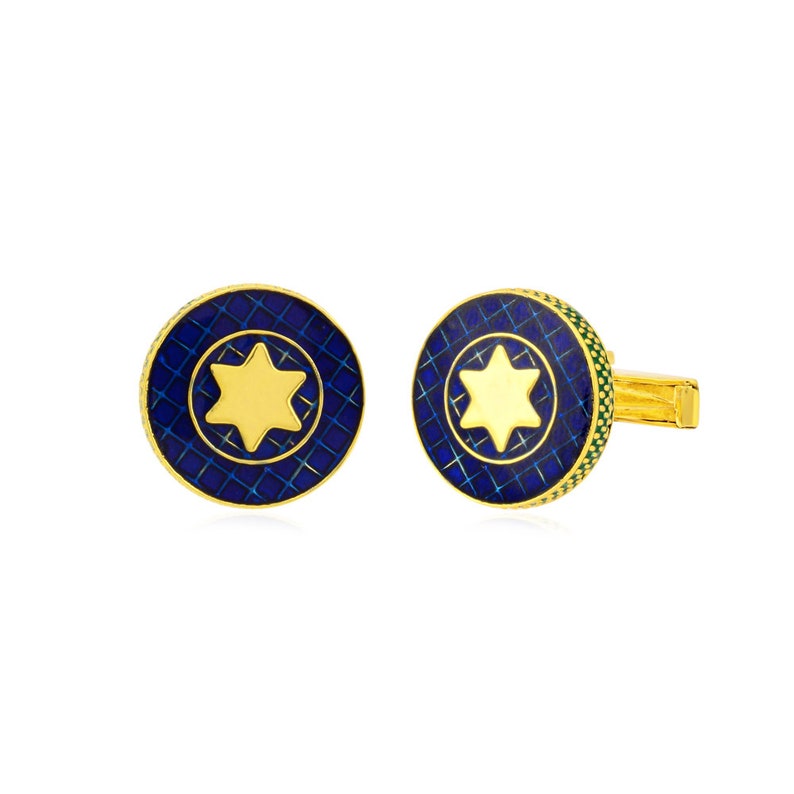 Blue Enamel and Gold-plated Colors and Luxury Finish Cufflinks ...