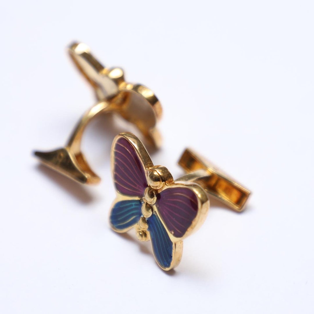 Valentine's Day Cufflinks, Butterfly Cufflinks, Purple Blue Enamel ...