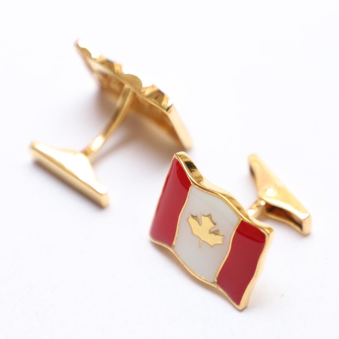 92.5 Silver Cufflink, Canada Flag Cufflink, Sterling Silver With Red ...
