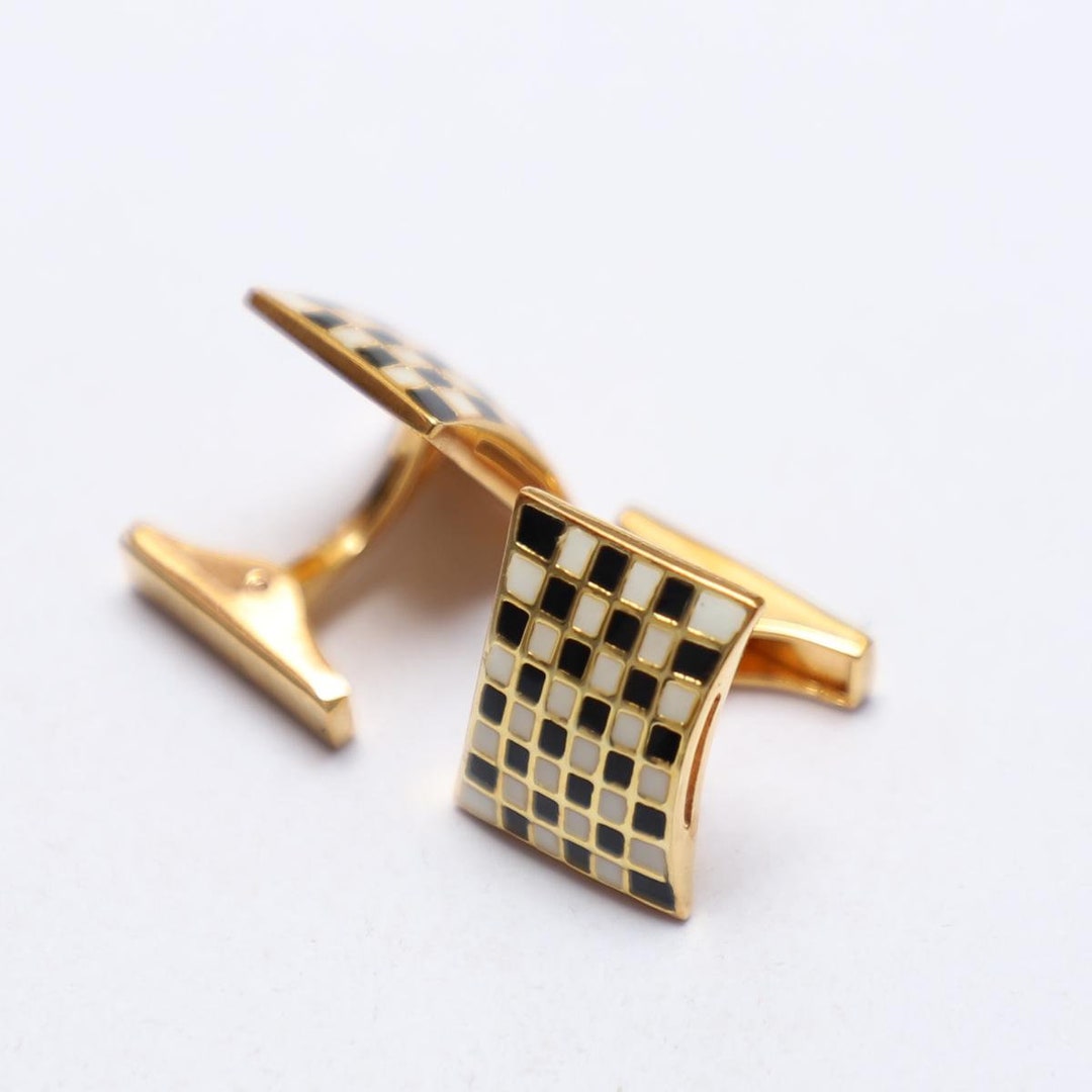 Handmade Sterling Silver Chess Board Enamel Cufflinks - Etsy