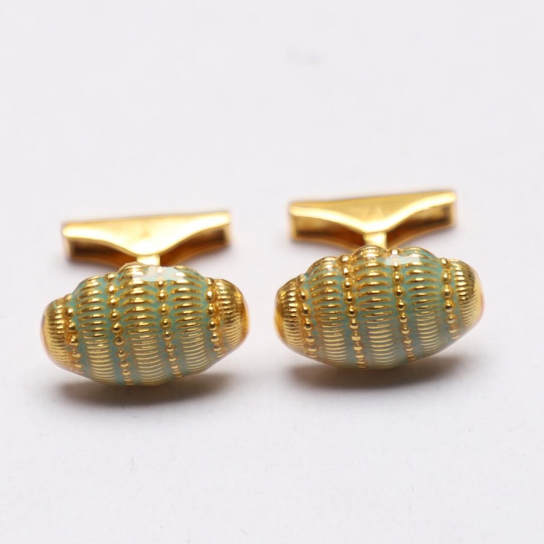 Handcrafted Sea Green Sea Shell Pattern Cufflinks in 92.5 Silver | Gift ...