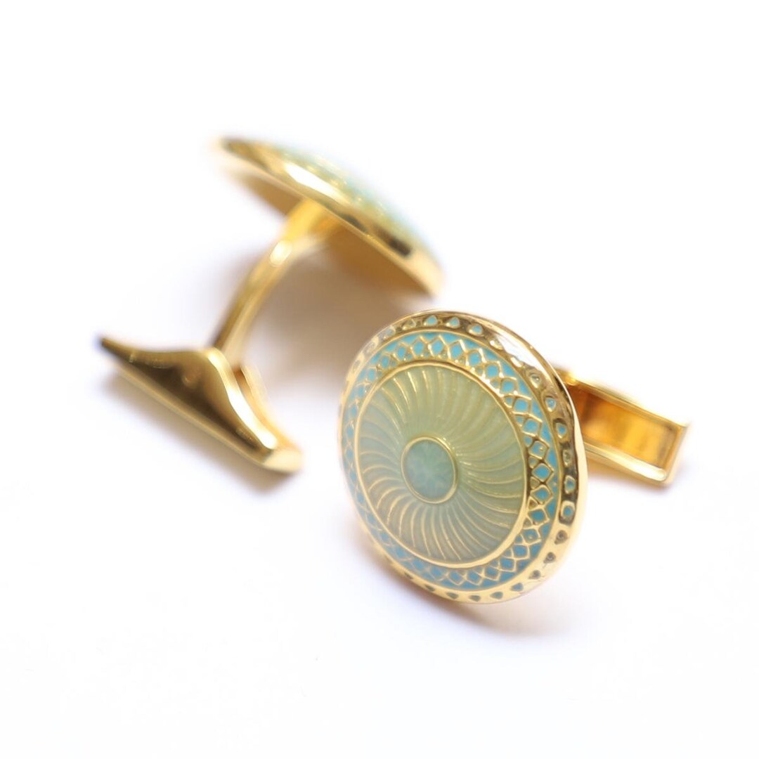 Turquoise Self Textured Round Cufflinks, Sterling Silver Gift for Him ...