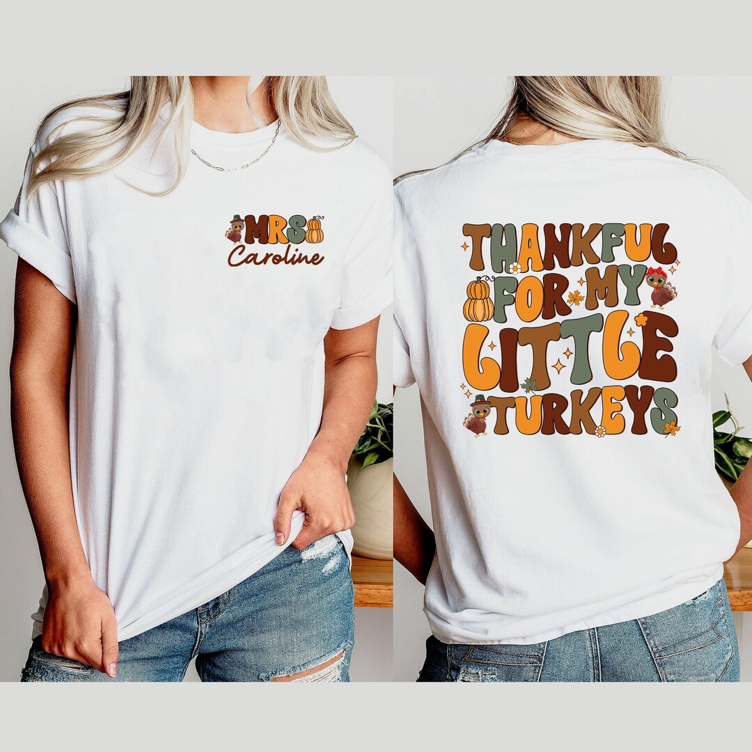 Thankful for My Little Turkey Thanksgiving Grnadma Mimi Shirt - Etsy