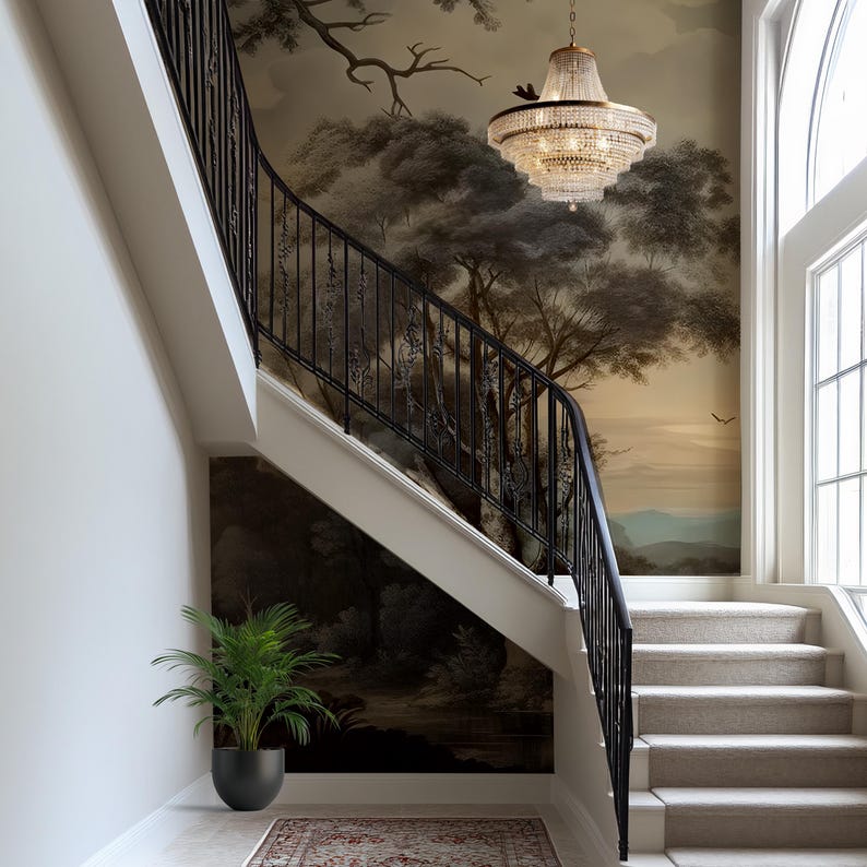 Vintage Landscape Wallpaper Mural, Antique Countryside Wall Decor - Etsy