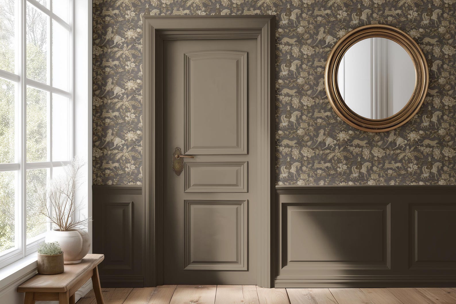 Elegant Western Cream Toile Horse Wallpaper - Etsy