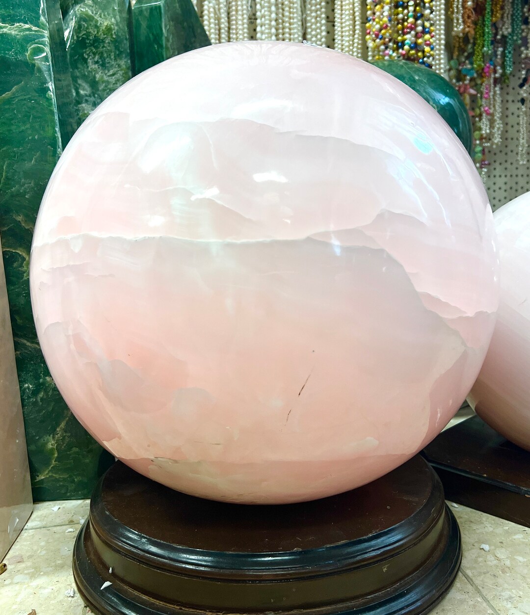Esfera de calcita rosa 88 kg pulido rosa natural gran piedra de cristal ...