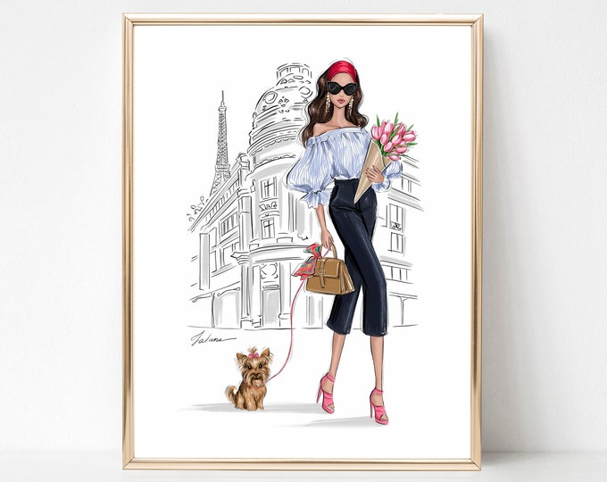 Blue Vintage Fashion Print, Coquette Poster, Retro Glamour Home Decor ...