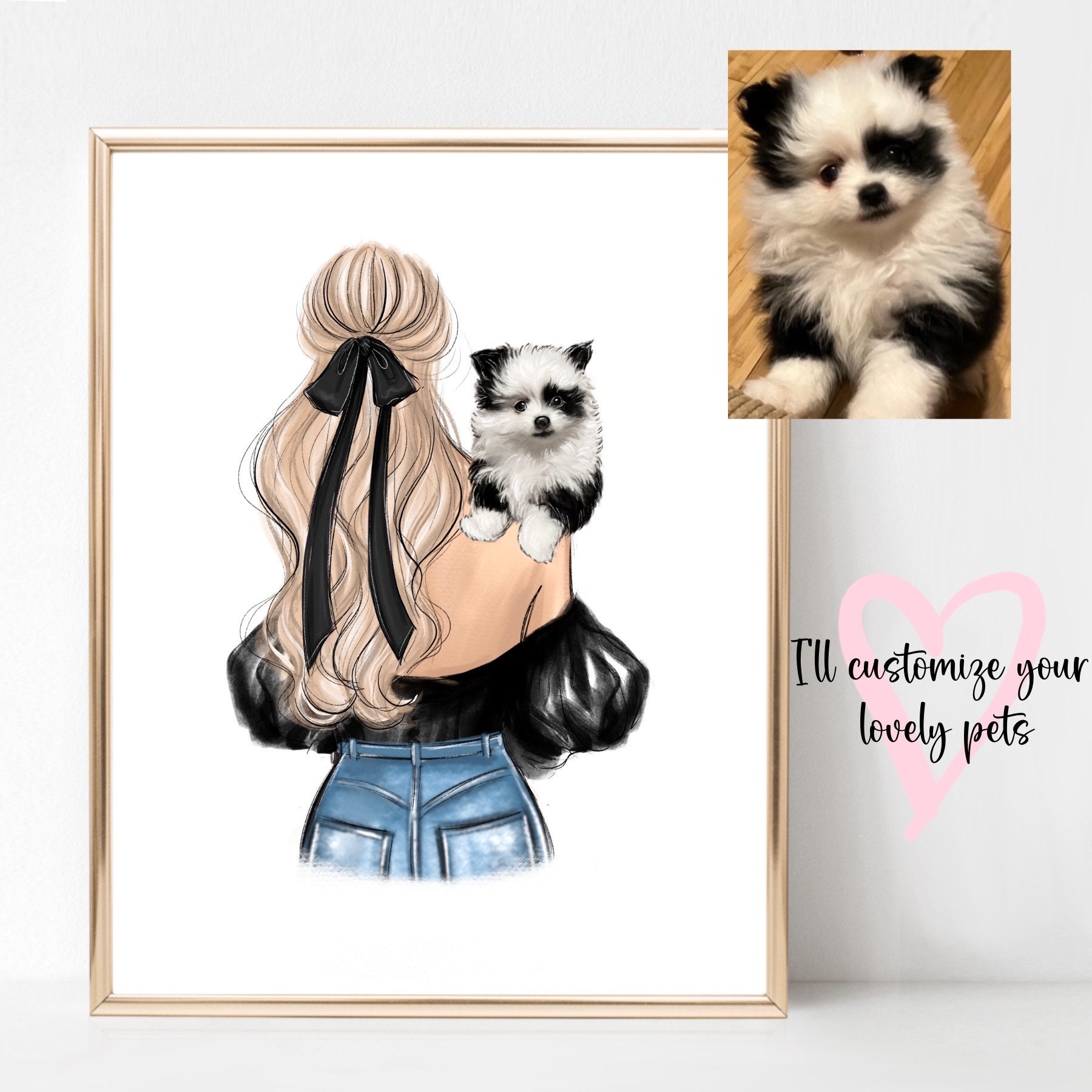 Custom Dog Mom Drawing From Photo, Personalized Pet Art Print, Custom ...