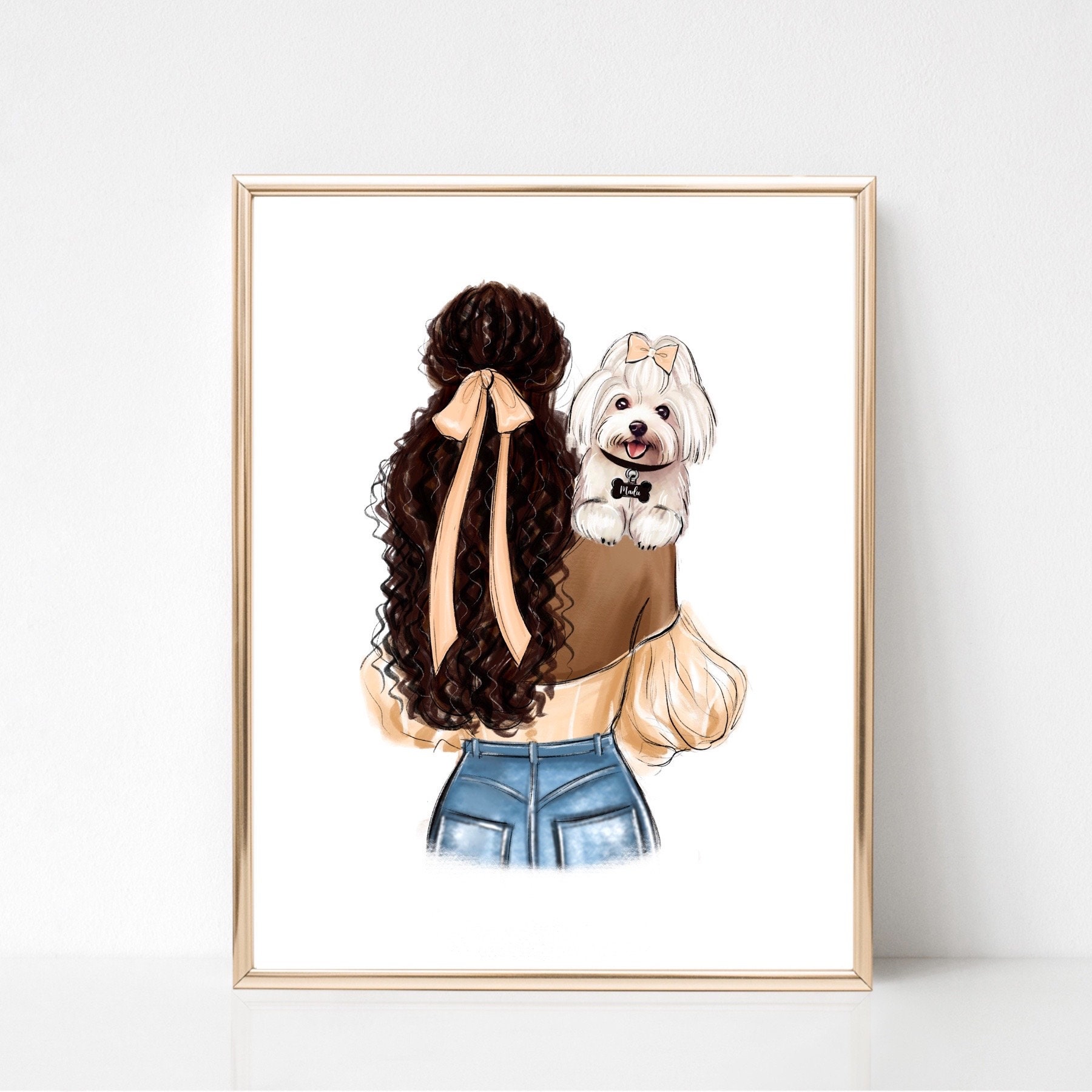 Custom Dog Mom Drawing From Photo, Personalized Pet Art Print, Custom ...
