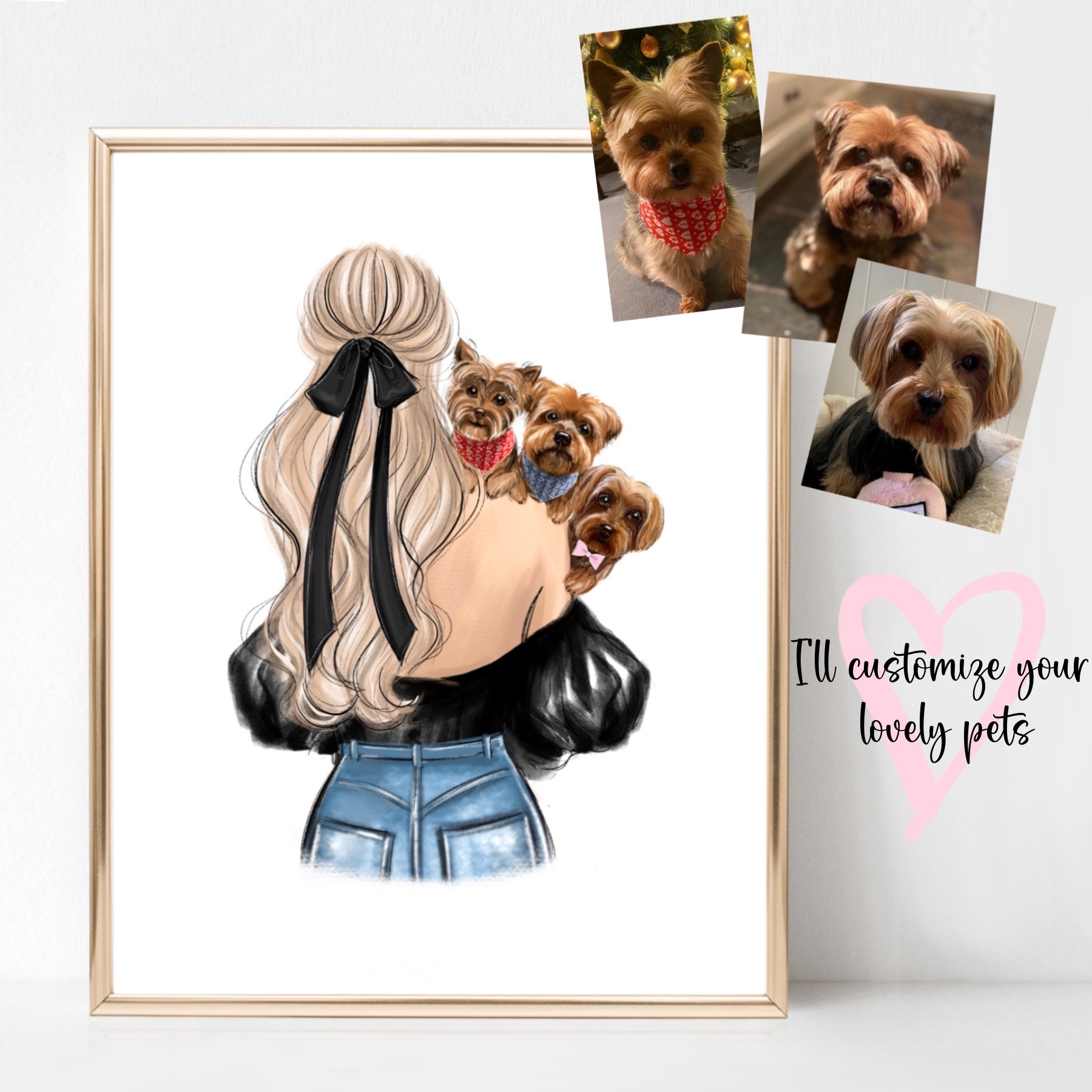 Custom Dog Mom Drawing From Photo, Personalized Pet Art Print, Custom ...