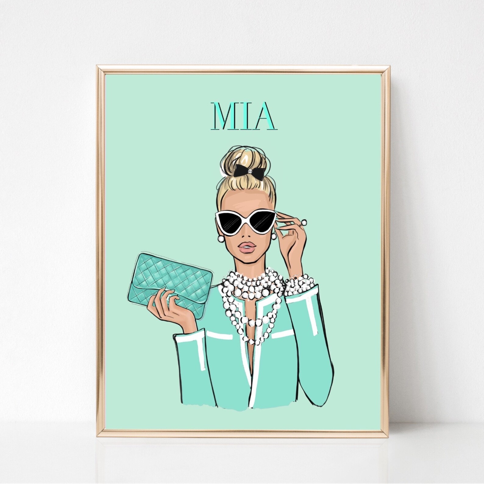 Custom Girl Fashion Portrait for Her, Personalized Girly Art Print ...