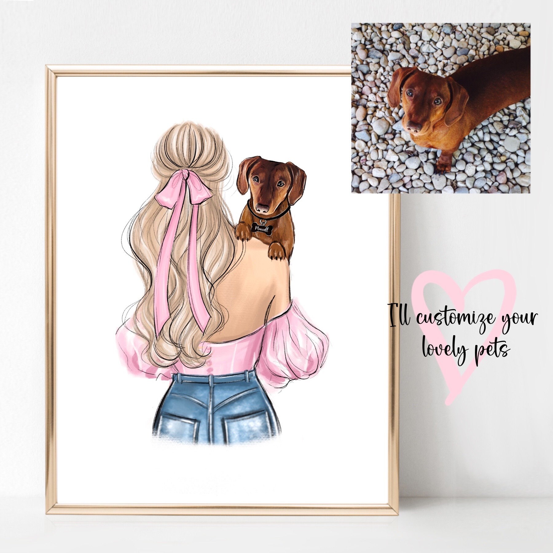 Custom Dog Mom Drawing From Photo, Personalized Pet Art Print, Custom ...