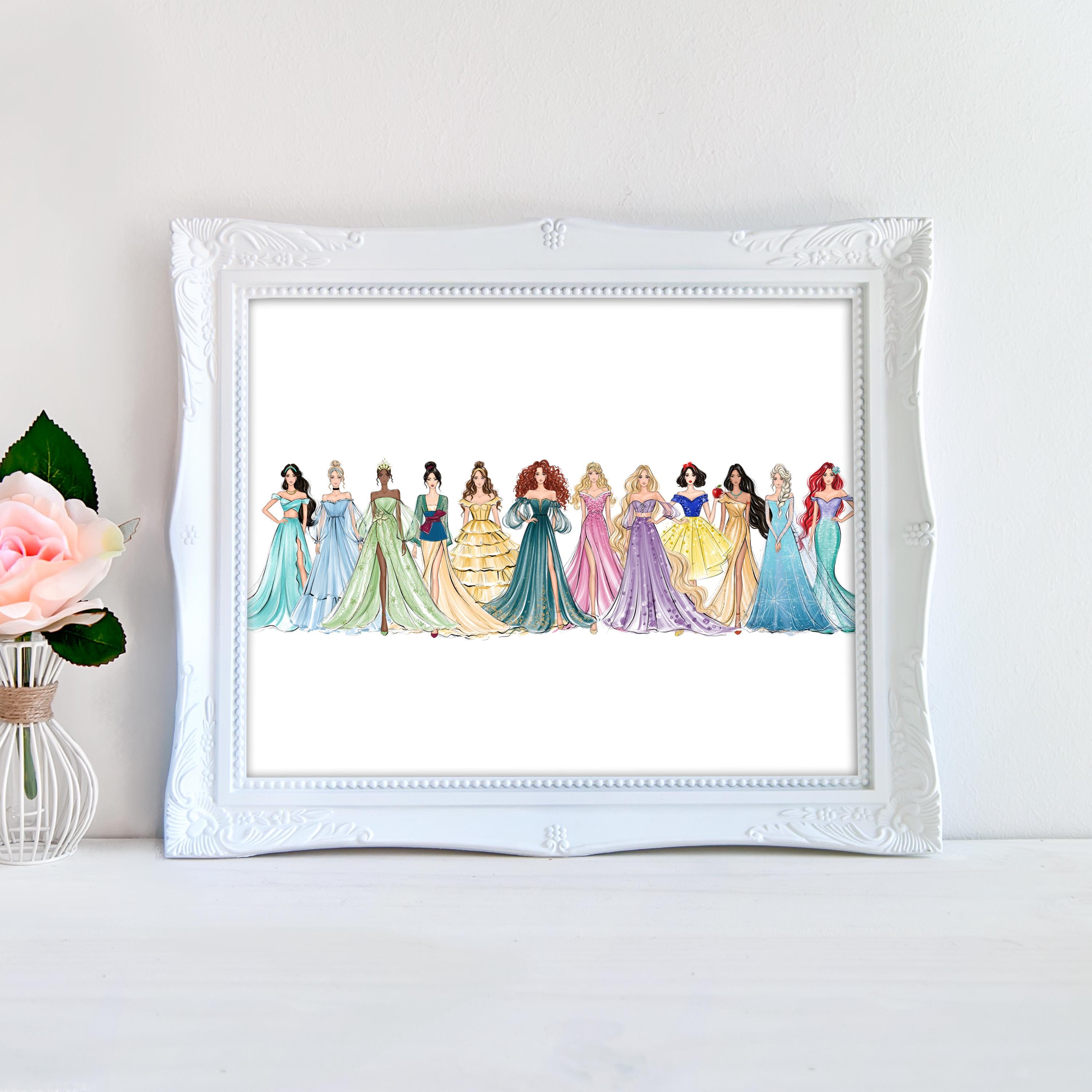 Elegant Princess Fashion Illustration Print, Fairytale Wall Art, Modern ...