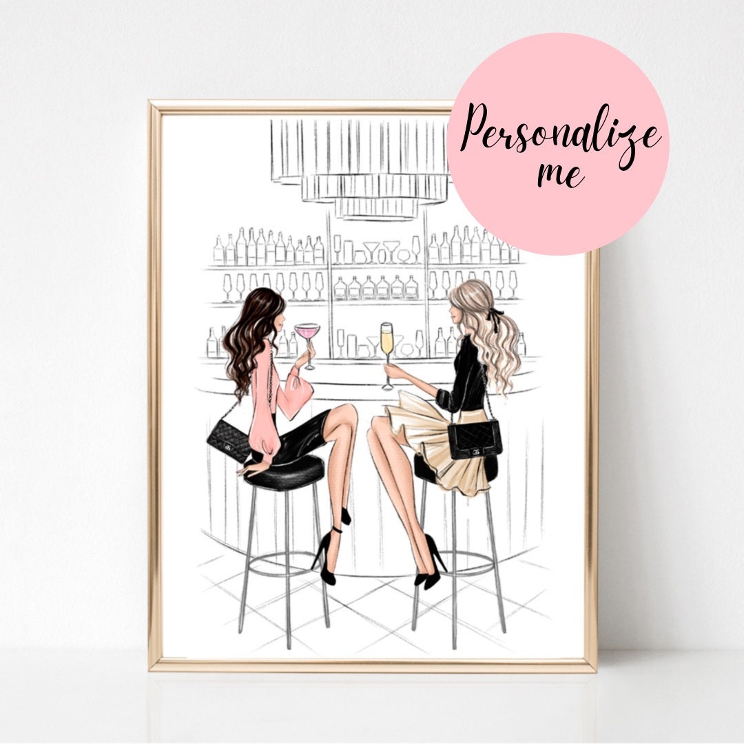Fashion Girls Art Print Illustration, Best Friends Print, Girl Power ...