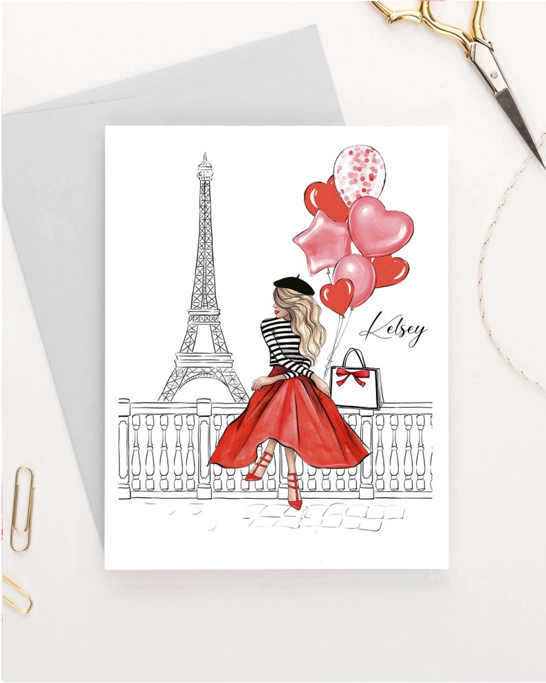 Personalized Paris Greeting Card, Romantic Postcard for Her, Eiffel ...